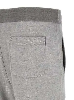 Brioni Piqué Cotton Joggers - Gray