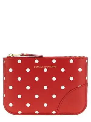 Comme Des Garçons Polka Dots Printed Card Holder - Red