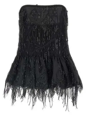 ROTATE BY BIRGER CHRISTENSEN Sequin Embellished Sleeveless Top - Black