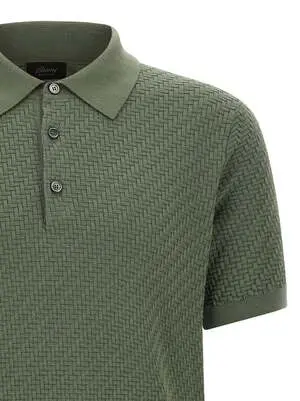 Brioni Weaving Polo Plot - Green