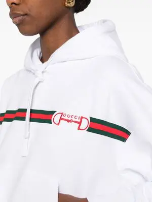 Gucci Logo Cotton Hoodie - White