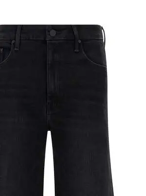 MOTHER The Roller Sneak Wide Leg Jeans - Black