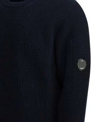 C.P. COMPANY Crew-neck Waffle Knit Sweater - Blue