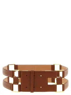 Elisabetta Franchi Double Band Belt - Brown
