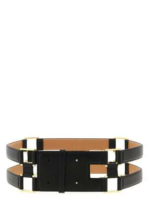 Elisabetta Franchi Double Band Belt - Black