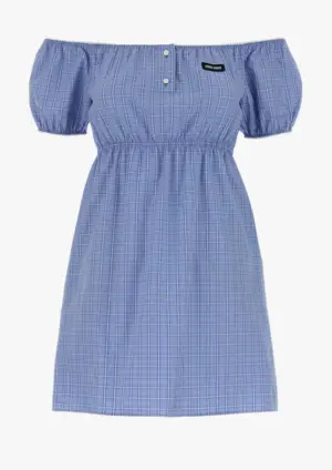 Miu Miu Poplin Check Abiti - Celeste