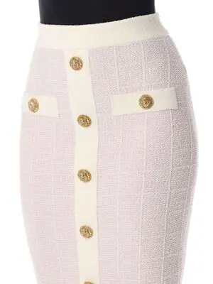Balmain Tweed Long Skirt - Pink