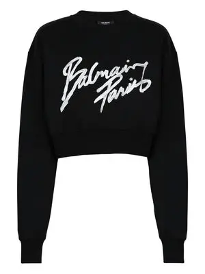 Balmain Logo Cropped Sweatshirt