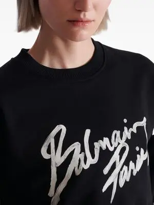 Balmain Logo Cropped Sweatshirt
