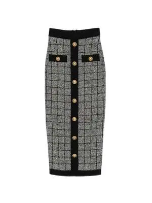 Balmain Tweed Long Skirt - Black