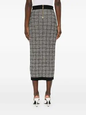 Balmain Tweed Long Skirt - Black