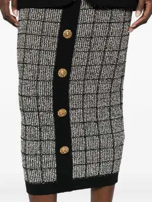 Balmain Tweed Long Skirt - Black