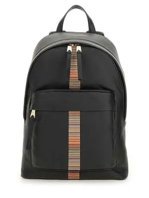 Paul Smith Signature Stripe Leather Backpack - Black