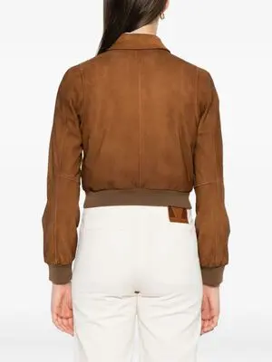 Miu Miu Jacket In Waxed Suede - Cannella