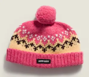 Miu Miu Fair Isle Wool Beanie - Rosa