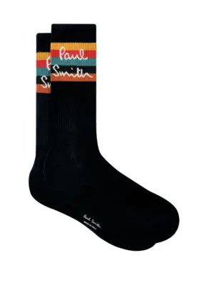Paul Smith Cotton Striped Socks - Black