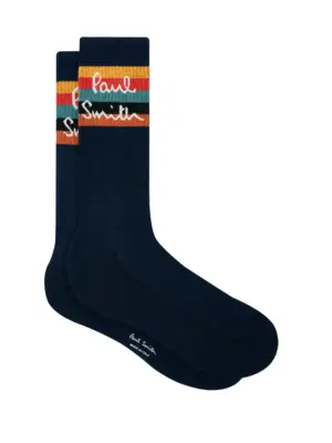 Paul Smith Cotton Striped Socks - Navy