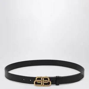 Balenciaga Leather Bb Belt - Black