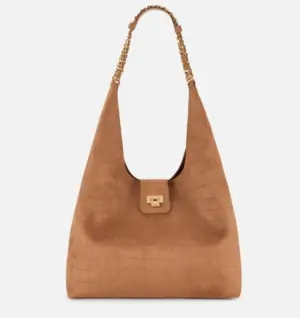 Elisabetta Franchi Suede Hobo Bag - Leather Brown