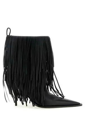 Balenciaga Avenue Fringe Ankle Boots - Black