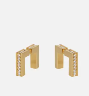 Elisabetta Franchi Strass Bar Earrings - Golden