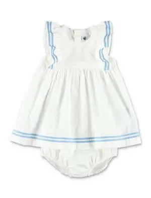 Petit Bateau Dress With Diaper Cover - White
