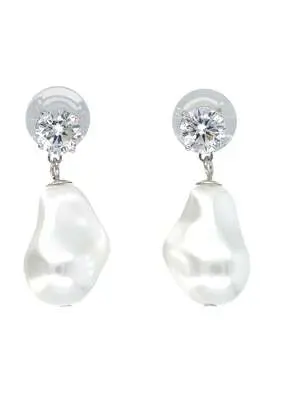 SELF-PORTRAIT Mottled Pearl Drop Earrings - Silver