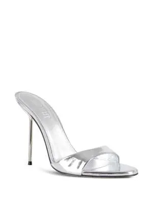 Paris Texas Lidia Leather Mules - Silver