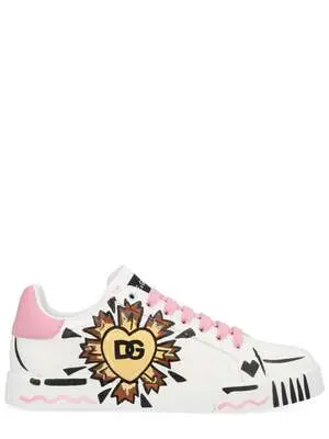 Dolce & Gabbana Portofino Leather Sneakers - Pink