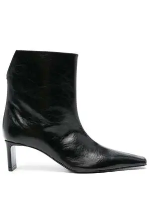 Khaite Ona Leather Ankle Boots - Black