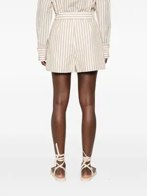 IRO PARIS Striped Cotton Shorts - Beige