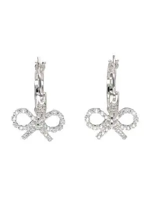 SELF-PORTRAIT Crystal Bow Hoop Earrings - Silver