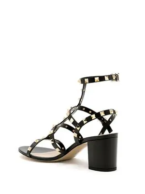 Valentino Garavani Rockstud Leather Caged Sandals - Black