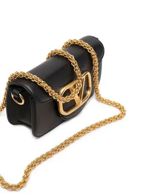 Valentino Garavani Locò Small Leather Shoulder Bag - Black