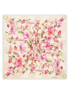 FERRAGAMO Printed Silk Foulard - Pink