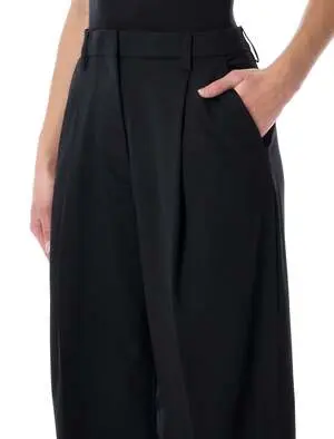 THE LATEST Wool Wide-leg Trousers - Black