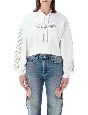 Off White Flower Crop Hoodie