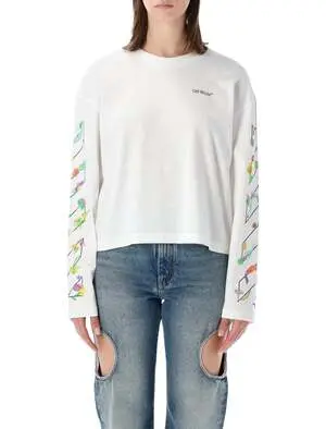 Off White Long-sleeve T-shirt With Floral Print