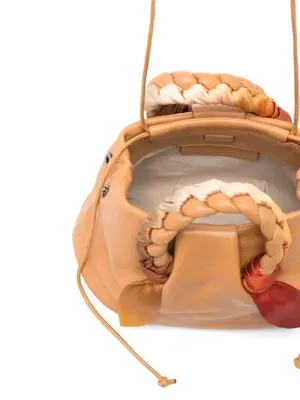 Hereu Bombon Foulard Leather Handbag - Camel