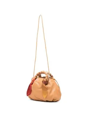 Hereu Bombon Foulard Leather Handbag - Camel