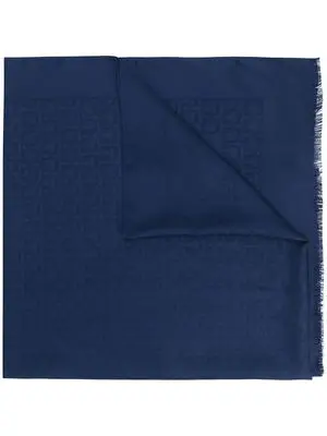 FERRAGAMO Gancini Silk And Wool Stole - Blue