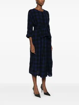 DANIELA GREGIS Tartan Wool Midi Dress
