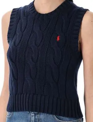 Polo Ralph Lauren Cropped Cable Knit Vest
