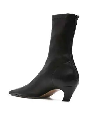 Khaite Arizona Leather Ankle Boots - Black