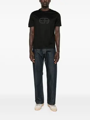 Emporio Armani Logo Cotton T Shirt - Black