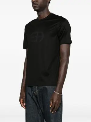 Emporio Armani Logo Cotton T Shirt - Black