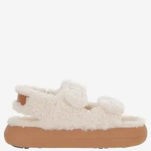 Moon Boot Shearling Sandals With Thick Sole