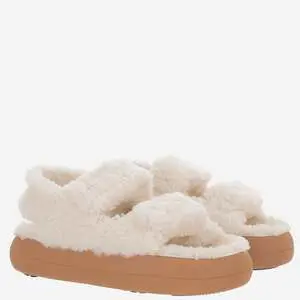 Moon Boot Shearling Sandals With Thick Sole