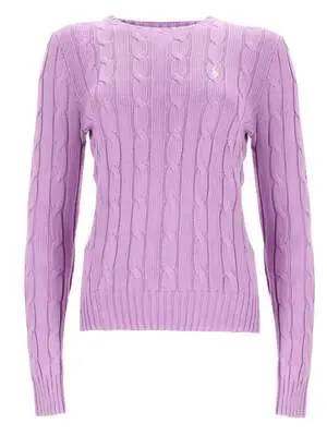 Polo Ralph Lauren Cable Knit Sweater With Logo - Purple