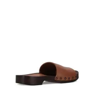 LA ROSE Leather Clogs - Cuoio